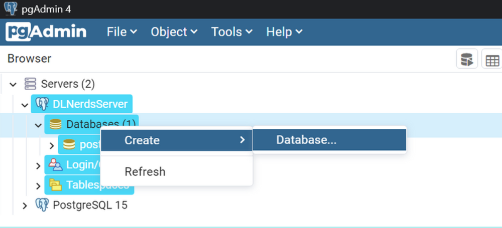 PostgreSQL - Create a Database with pgAdmin