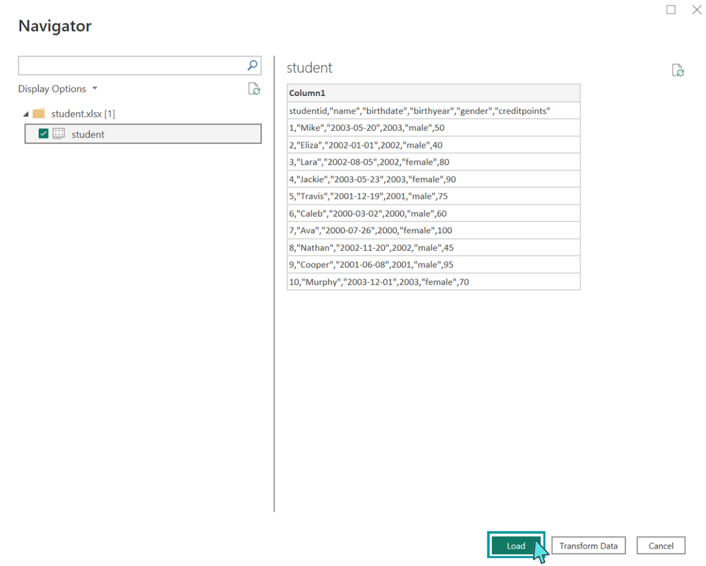 Power BI - Import Data from Excel file