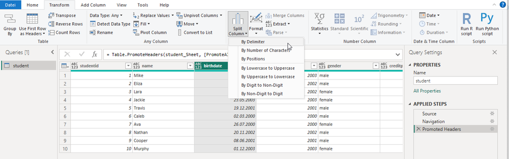 Power BI - Split Columns in Power Query