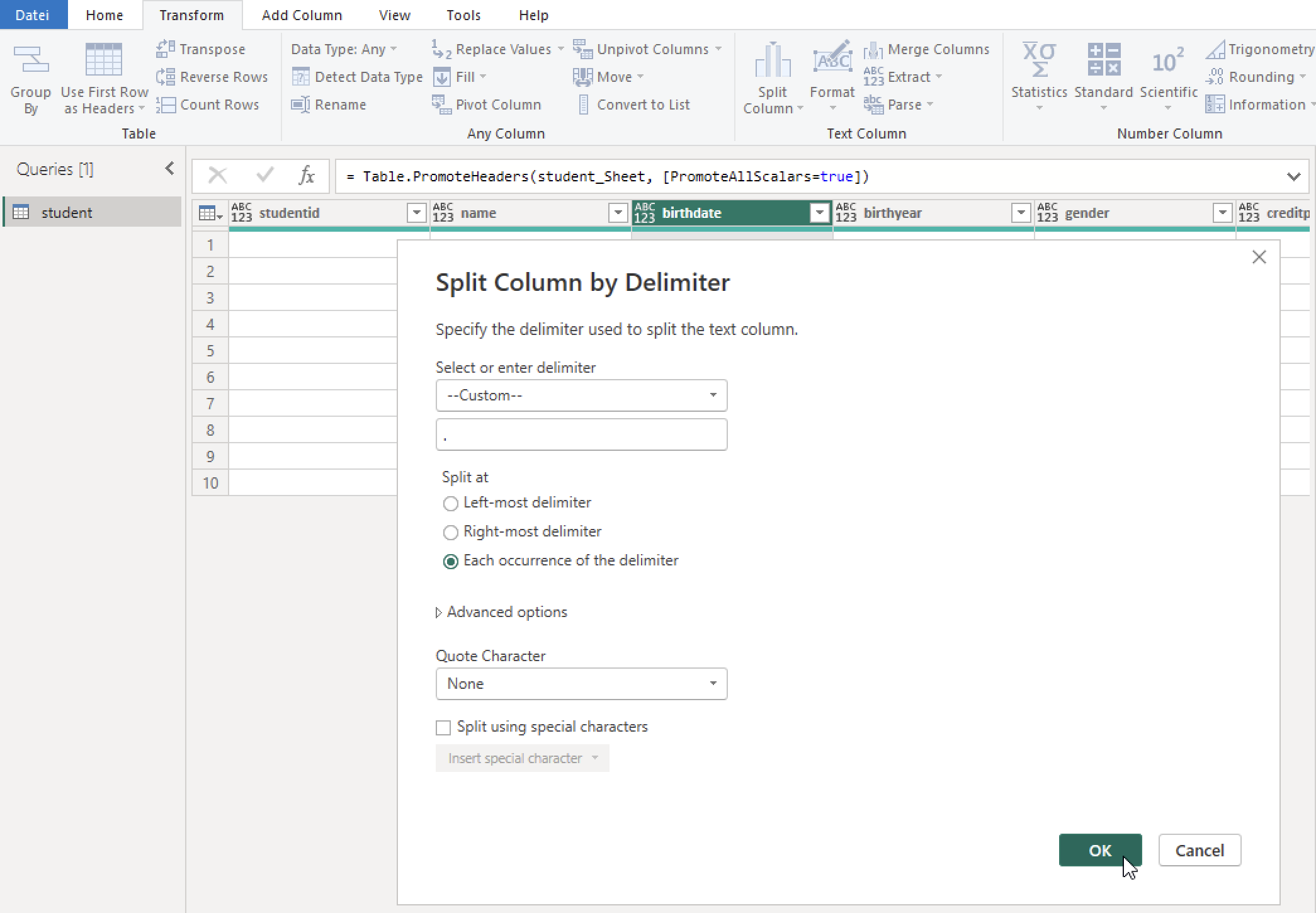 Power BI - Split Columns in Power Query