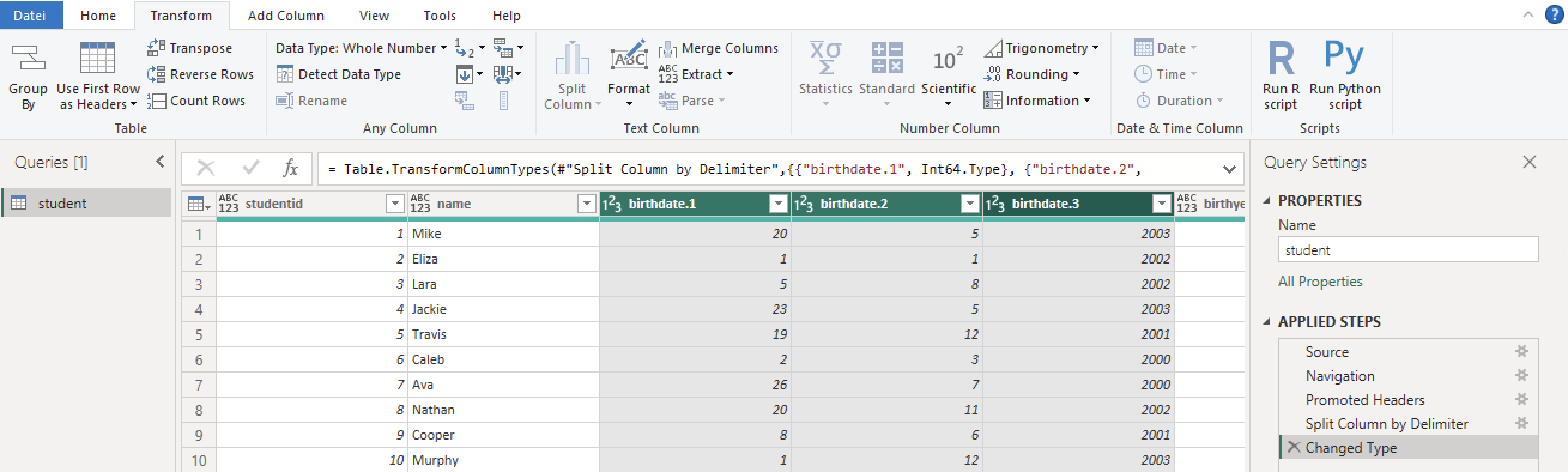 Power BI - Split Columns in Power Query