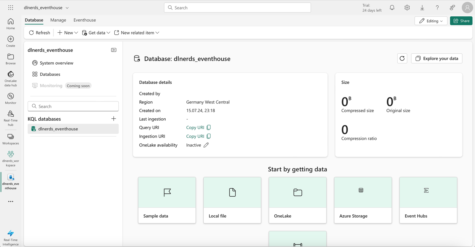 How to add a new KQL Database to an Eventhouse in Microsoft Fabric