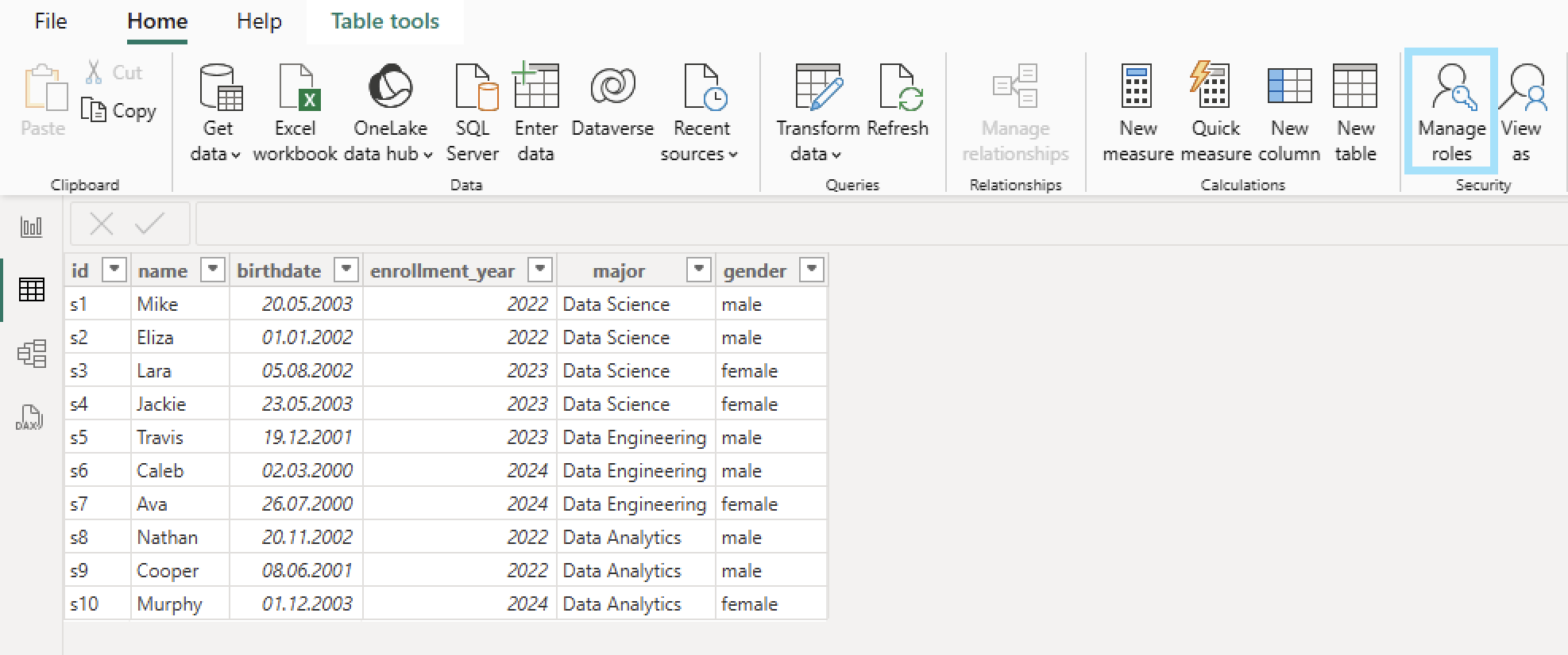 Implement static row-level access control for Semantic models in ...