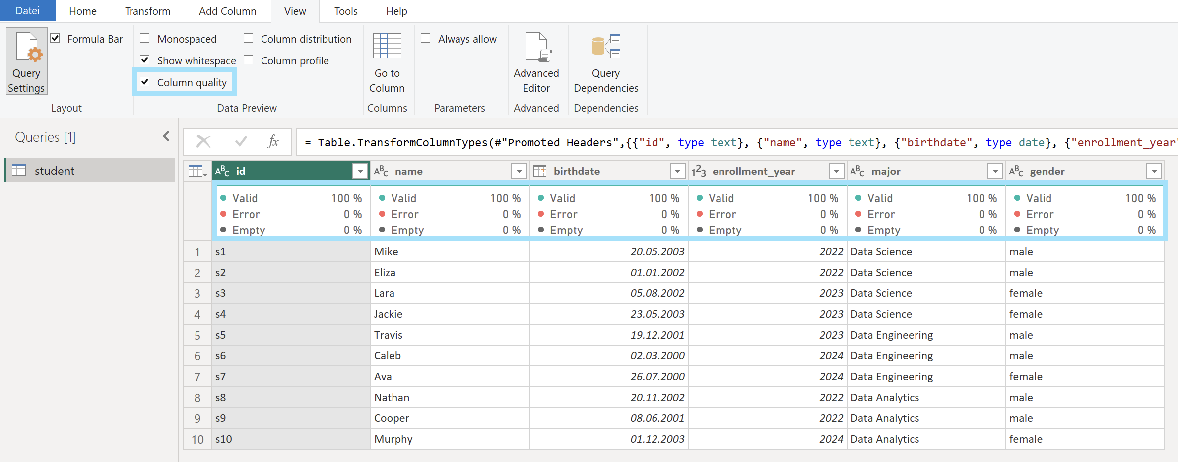 Power BI - Evaluate data, including data statistics and column properties using data profiling ...